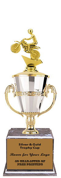 80074MC-RC8CBM Silver and Gold Motocross Cup Trophy with Black Marble ...