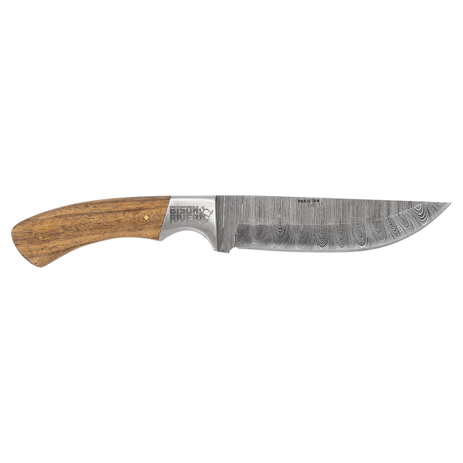 Bison River 9 1/2" Fixed Blade Wood Knife with Damascus Steel Blade and ...
