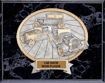 Hot Rod Car Plaque with Black Marble Finish
