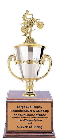 CFRC8-370DB Silver and Gold Dirt Bike Racing Cup Trophy