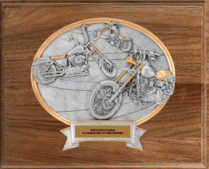 Motorcycle Solid Walnut Plaque