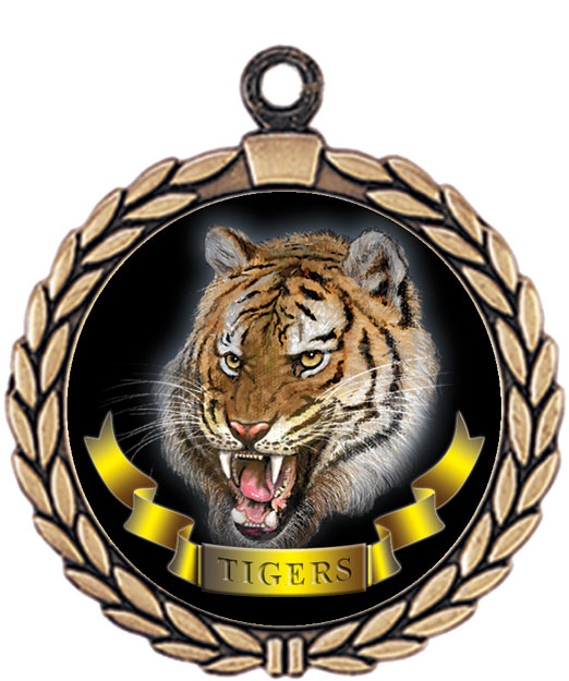 Tigers Mascot Medals, Gold, Silver, Bronze,