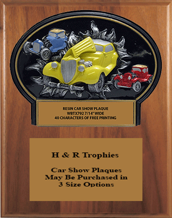 Mounted Burst Thru Hot Rod Car Show Plaques WBT794-GWV