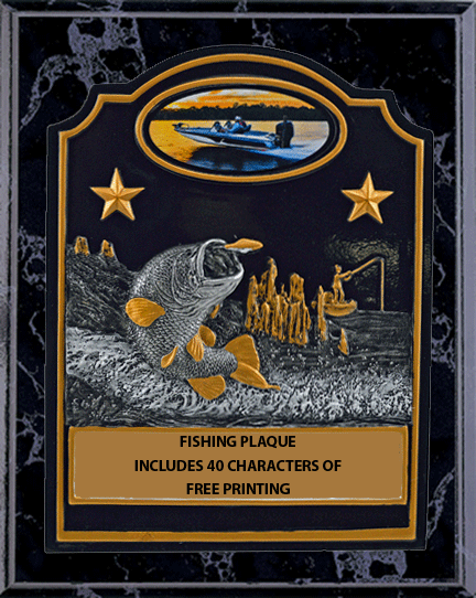 Black Marble Finish Fish Plaque WTR790-BM810