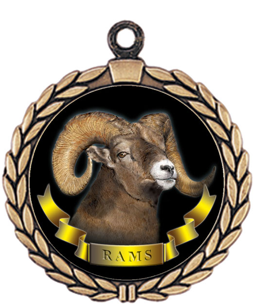 Rams Mascot Medals, Gold, Silver, Bronze,