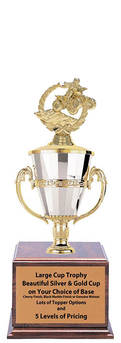 CFRC8-3023 Silver and Gold ATV Racing Cup Trophy